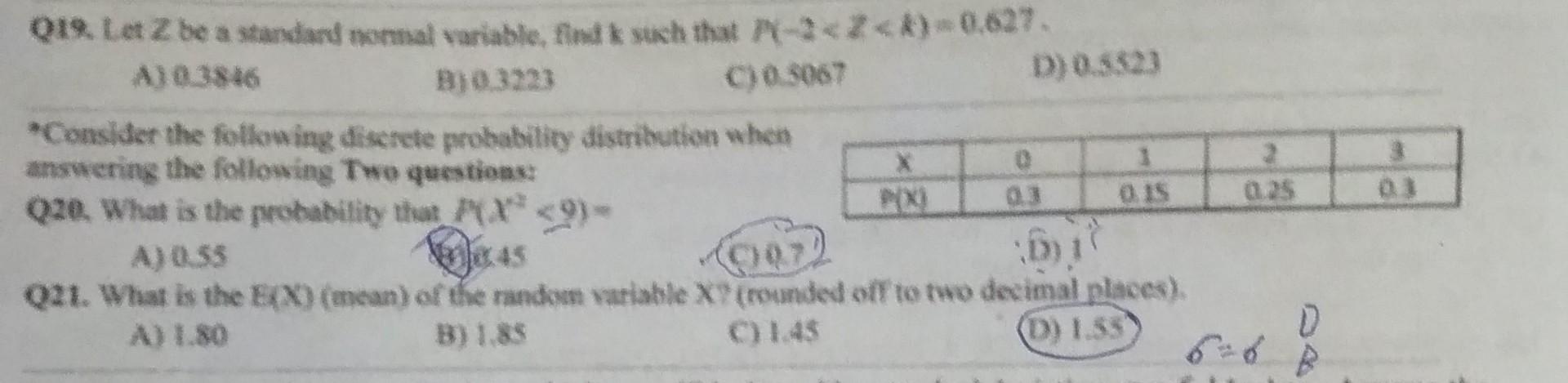 Solved Q19. Let 2 be a standiand nomnal variable, find k | Chegg.com