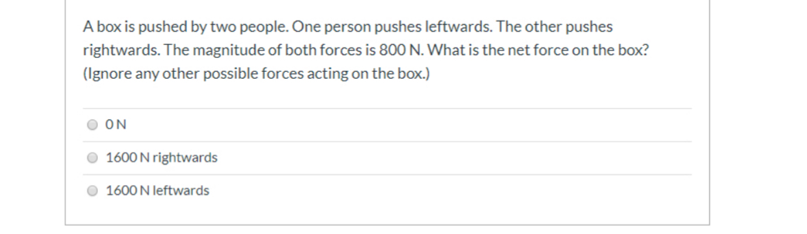 Solved A box is pushed by two people. One person pushes | Chegg.com
