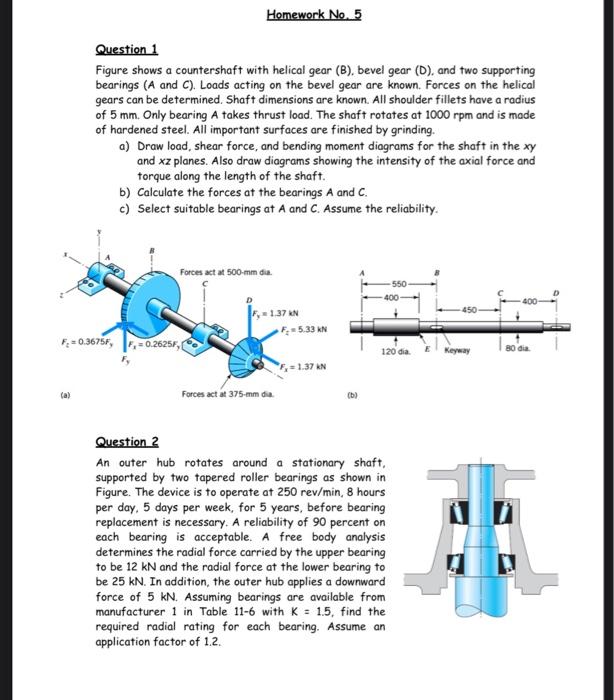 Solved Question 1 Figure shows a countershaft with helical | Chegg.com
