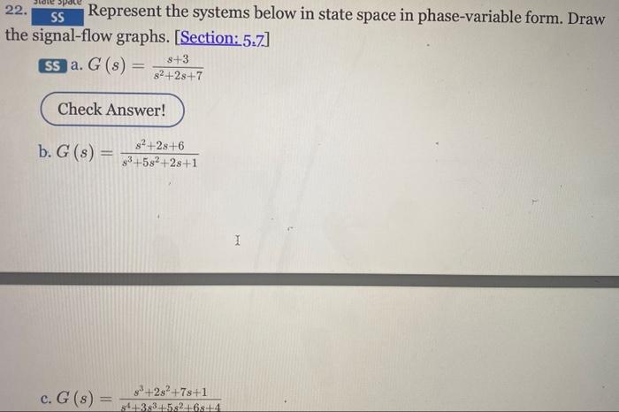 Solved 22. Represent the systems below in state space in | Chegg.com