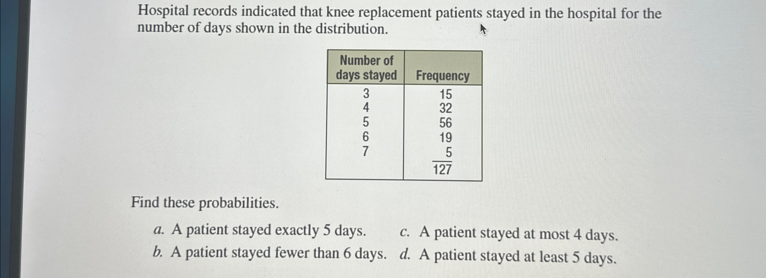 Solved Hospital records indicated that knee replacement | Chegg.com