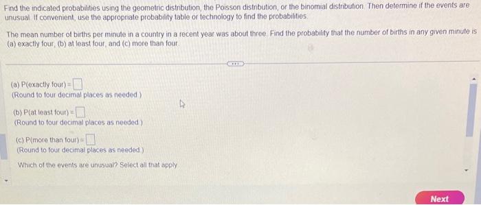 Solved Find the indicated probabilities using the geometric | Chegg.com