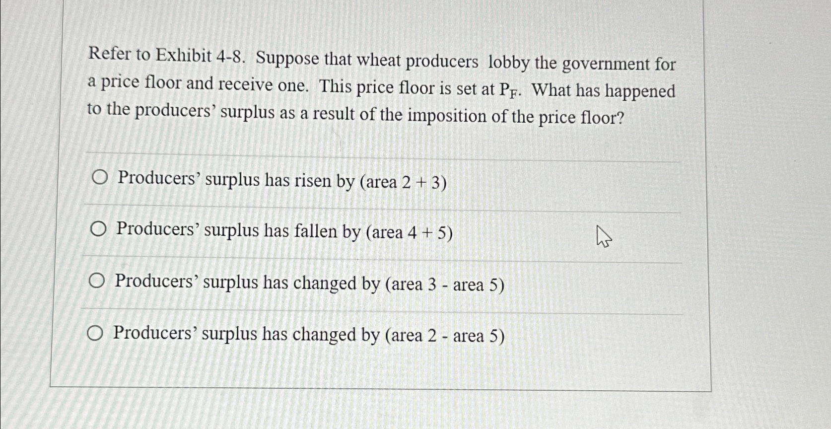 Refer to Exhibit 4-8. ﻿Suppose that wheat producers | Chegg.com
