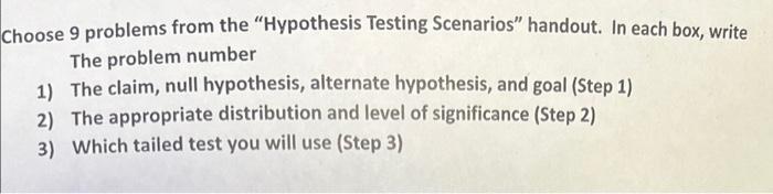 Solved Choose 9 problems from the "Hypothesis Testing | Chegg.com