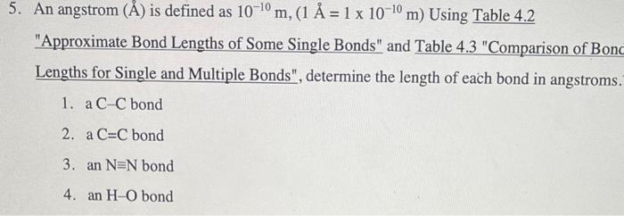 Solved 5. An angstrom (Å) is defined as 10-ºm, (1 Å = 1 x | Chegg.com