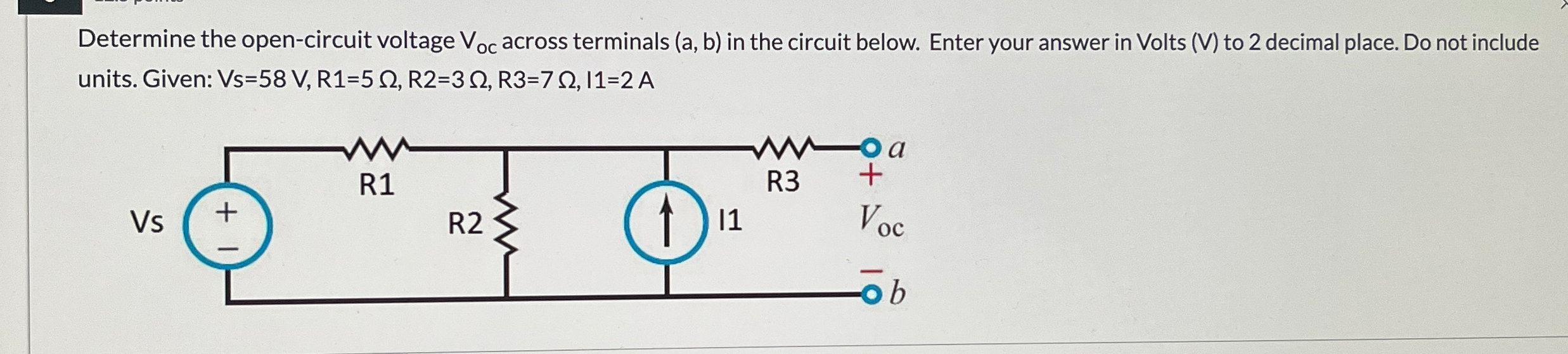 Solved Determine the open-circuit voltage Voc ﻿across | Chegg.com