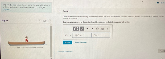 Solved Revi The 195.lb man sits in the center of the boat | Chegg.com
