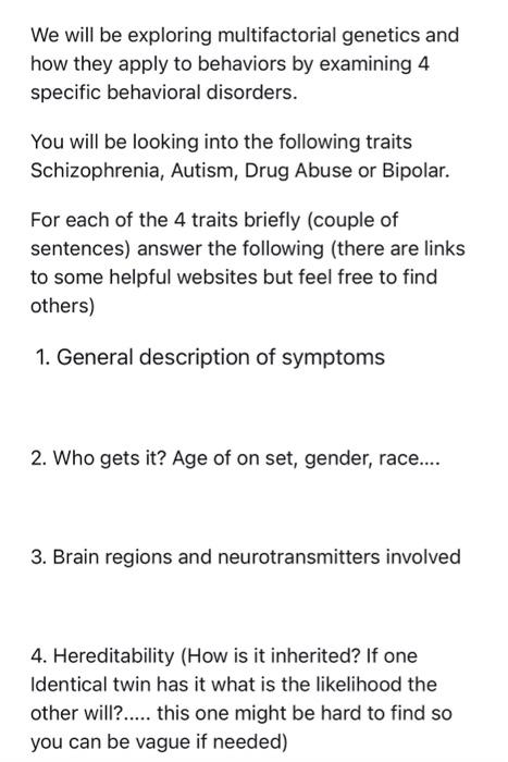 Solved We will be exploring multifactorial genetics and how | Chegg.com