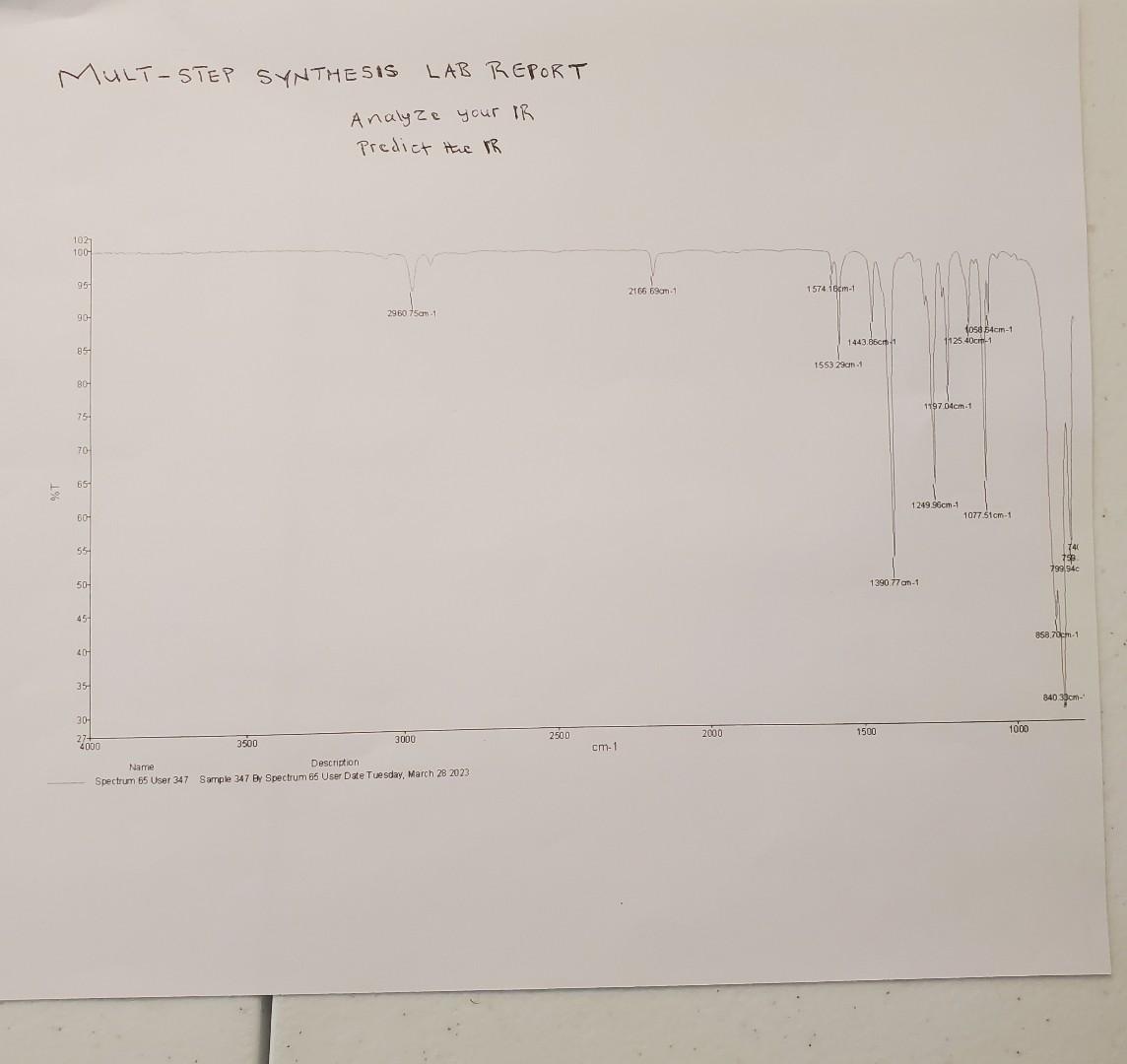 MULT-STEP SYNTHESIS LAB REPORT A nalyze your IR | Chegg.com