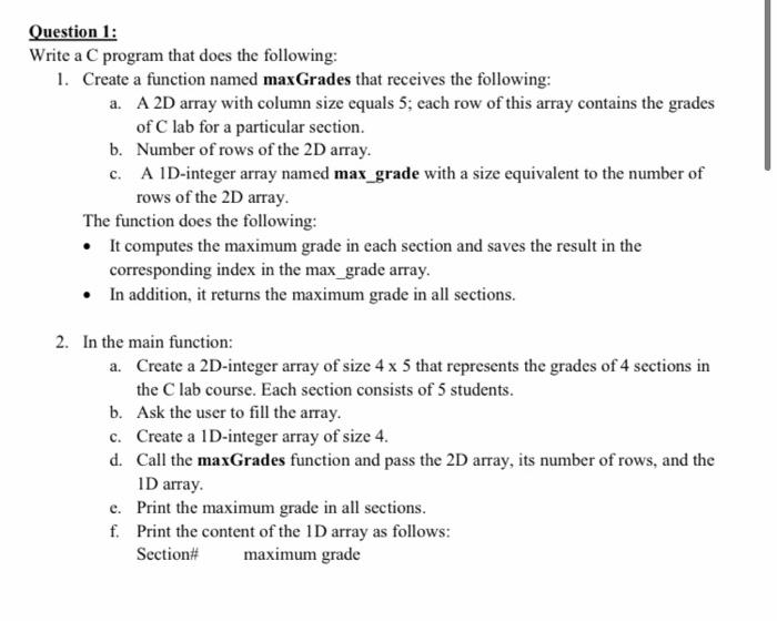 Solved Question 1 Write A C Program That Does The