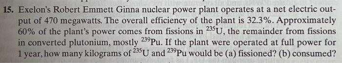 15. Exelon's Robert Emmett Ginna nuclear power plant | Chegg.com