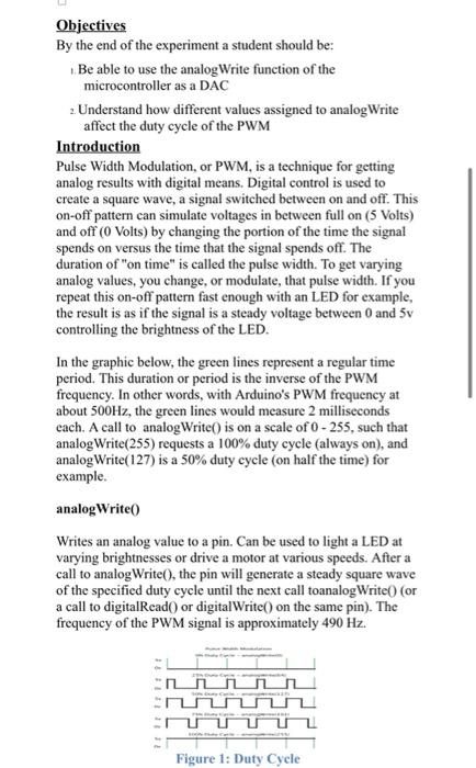 Solved Objectives By the end of the experiment a student | Chegg.com