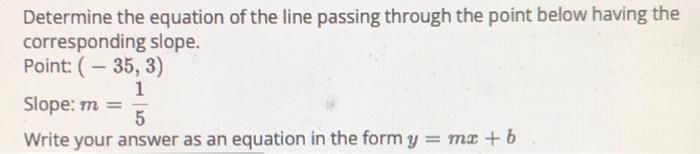 Solved Determine the equation of the line passing through | Chegg.com