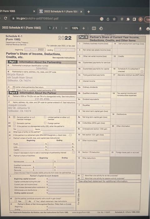 Form 1065(2021)Form 1005 (porr) Analysis of Net | Chegg.com