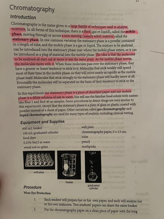 Solved Chromatography Introduction Chromatography is the | Chegg.com