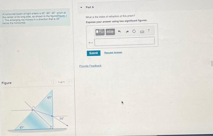 Solved A horizontal beam of light emers a \\( | Chegg.com