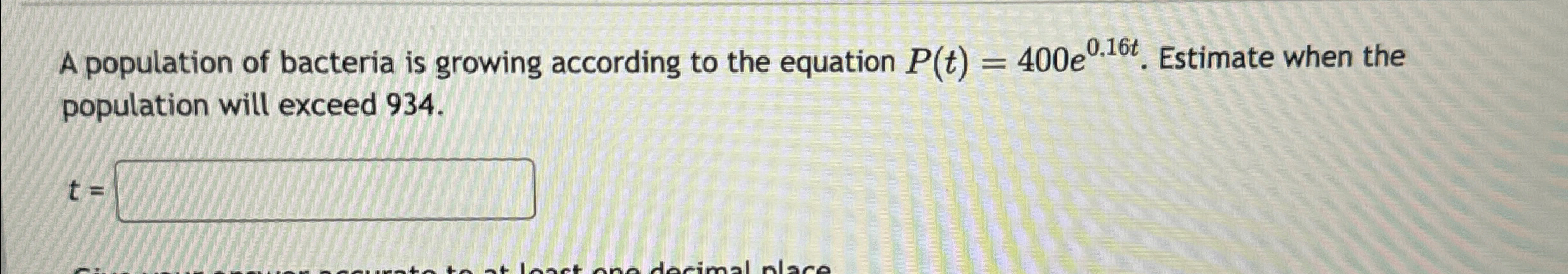 Solved A population of bacteria is growing according to the | Chegg.com