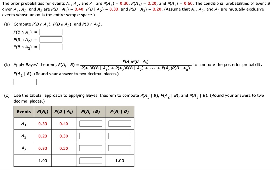 Solved The prior probabilities for events A1,A2, ﻿and A3 | Chegg.com