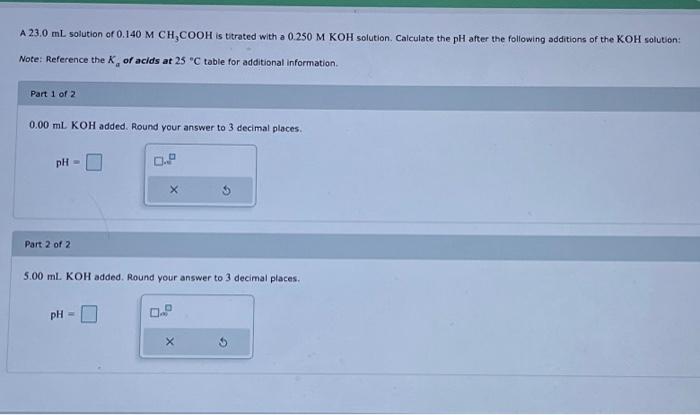 Solved A 23.0 mL solution of 0.140MCHH3COOH is titrated with | Chegg.com