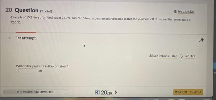 Solved a sample of 10.2 liters of an ideal gas at 26.0 | Chegg.com