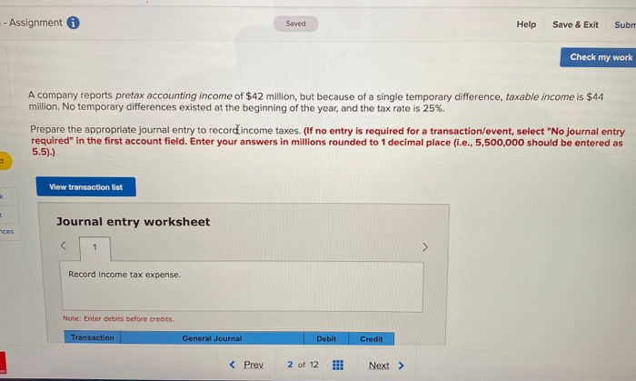 Solved - Assignment Saved Help Save & Exit Sub Check my work | Chegg.com