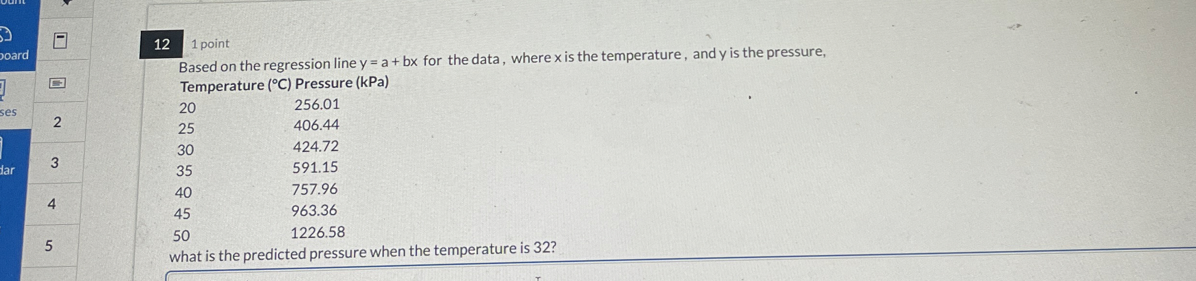 Solved 121 ﻿pointBased on the regression line y=a+bx ﻿for | Chegg.com