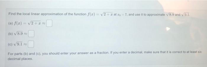 Solved Find the local linear approximation of the function | Chegg.com