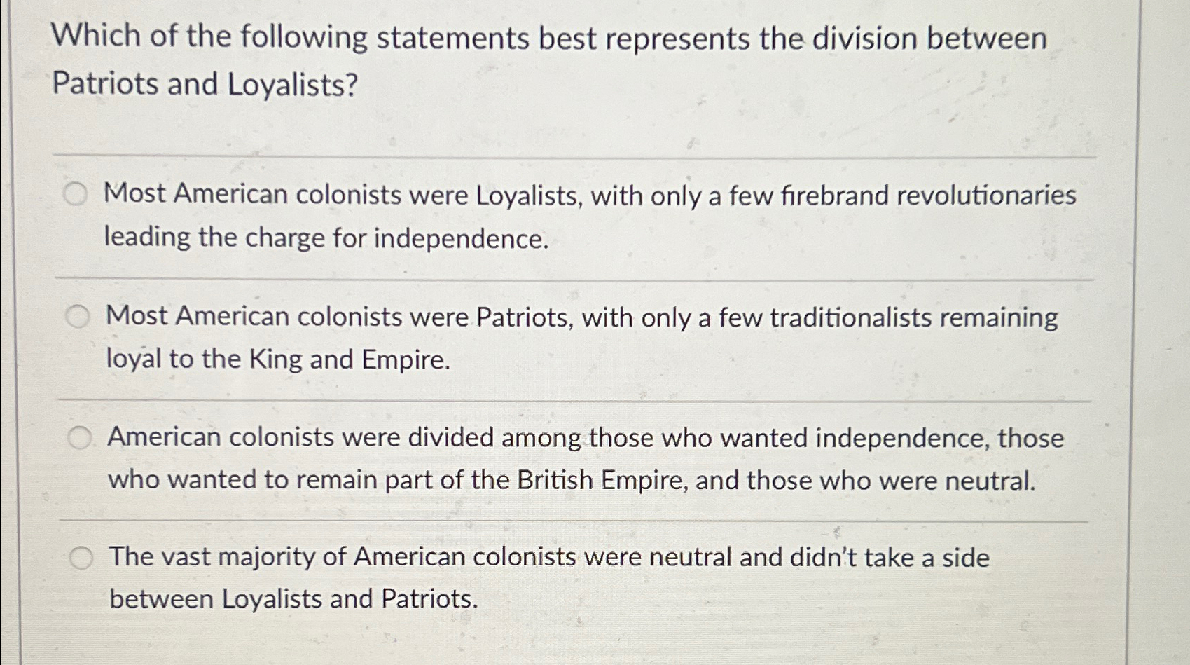 Solved Which of the following statements best represents the | Chegg.com