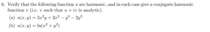 Solved 3. Verify that the following function u are harmonic, | Chegg.com