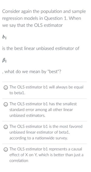 Solved Consider again the population and sample regression | Chegg.com