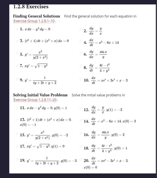 Solved Finding General Solutions Find the general solution | Chegg.com