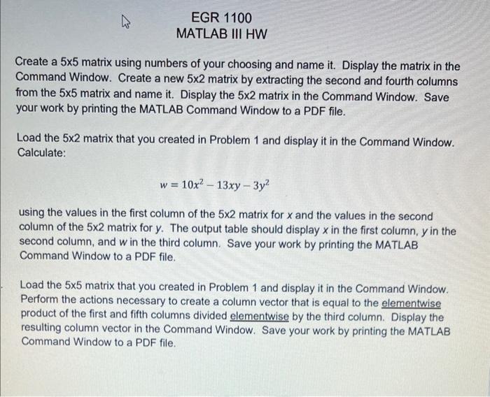 Solved Create a 5×5 matrix using numbers of your choosing | Chegg.com