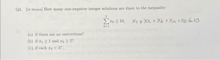 Solved Q4. [10 MARKS] How many non-negative integer | Chegg.com