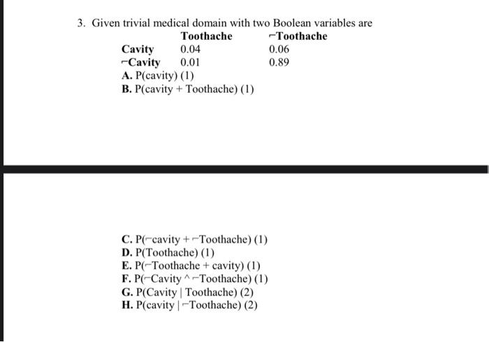 Solved 3. Given trivial medical domain with two Boolean | Chegg.com