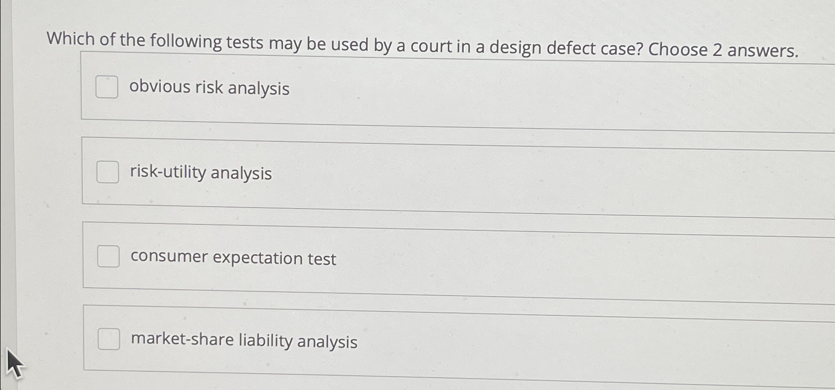 Solved Which of the following tests may be used by a court | Chegg.com