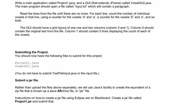 Solved Write a main application called Project1.java, and a | Chegg.com
