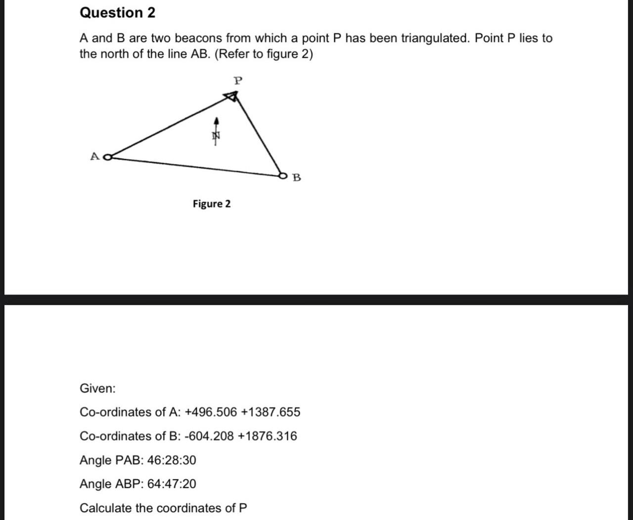 Solved A and B are two beacons from which a point P has been | Chegg.com
