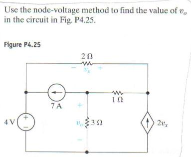 Solved Use the node-voltage method to find the value of v0 | Chegg.com