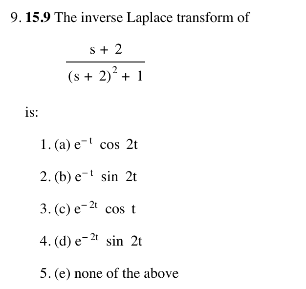 Solved 15.9 ﻿The inverse Laplace transform | Chegg.com