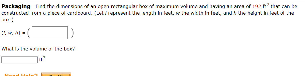 Solved Find the dimensions of an open rectangular box of | Chegg.com