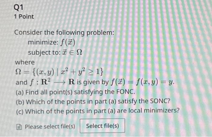 Solved Consider the following problem: minimize: f(x) | Chegg.com