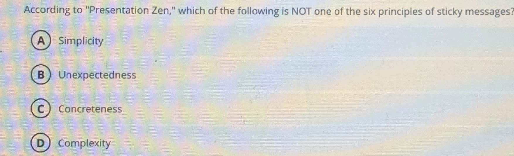 Solved According to "Presentation Zen," which of the | Chegg.com