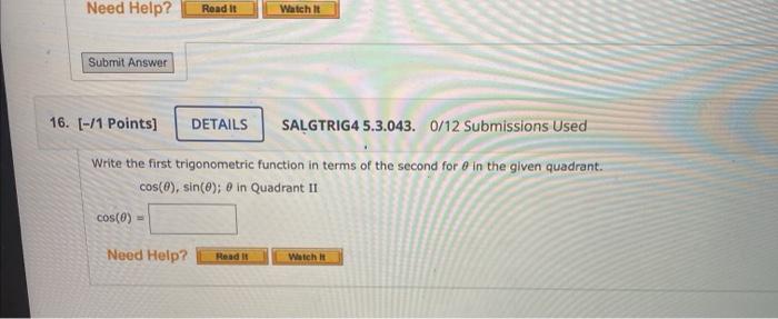 Solved Need Help? Read It Watch It Submit Answer 16. (-/1 | Chegg.com