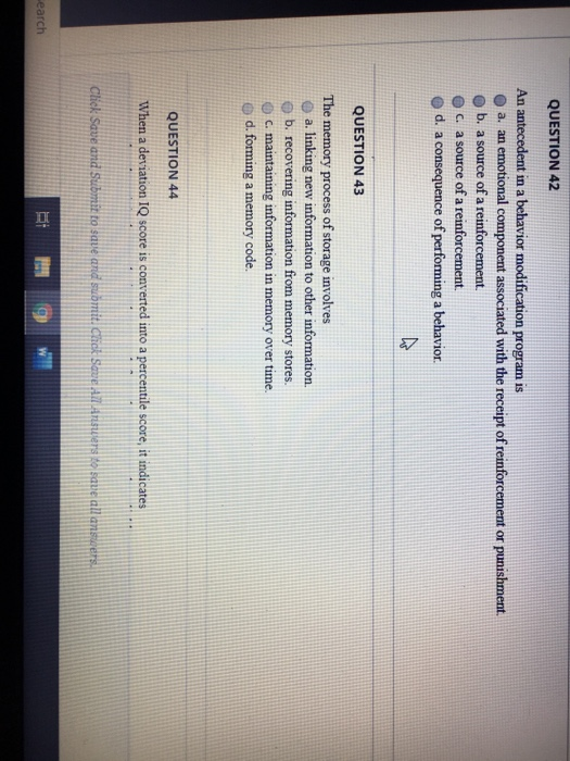 Solved QUESTION 42 An antecedent in a behavior modification | Chegg.com
