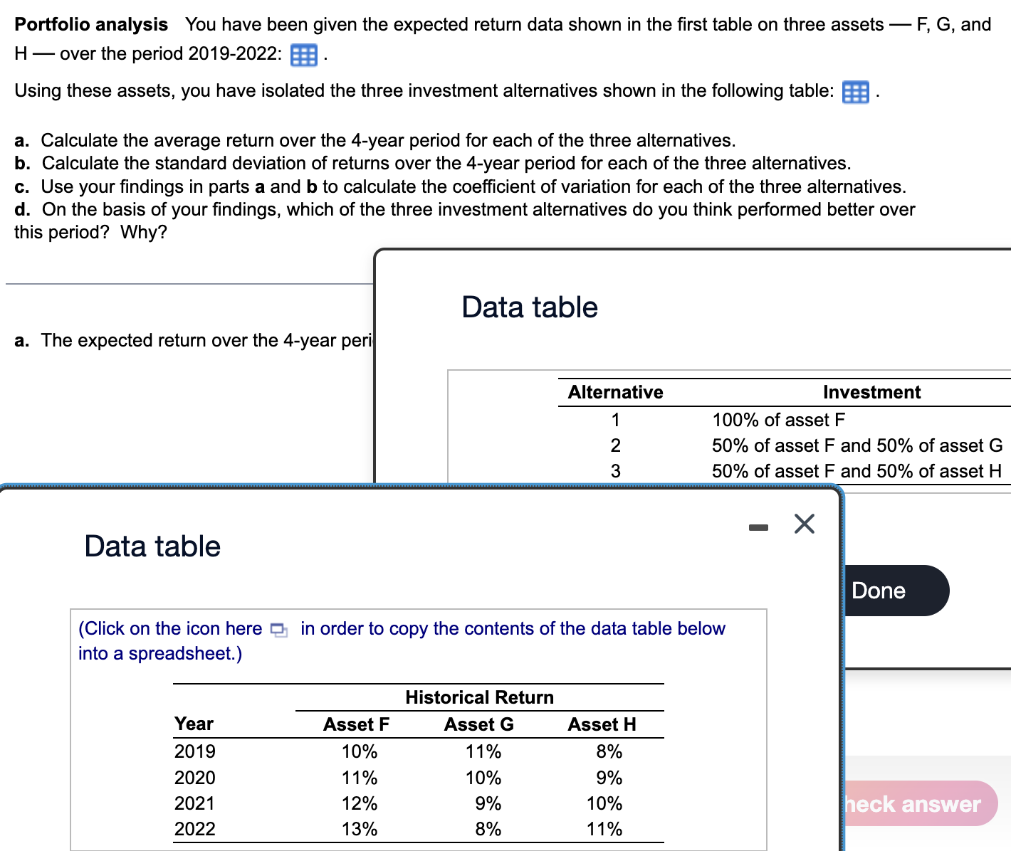 Solved Portfolio analysis You have been given the expected | Chegg.com