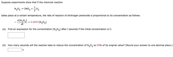Solved Suppose experiments show that if the chemical | Chegg.com