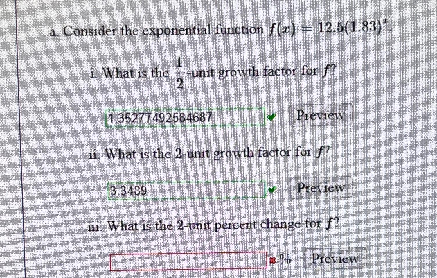 Solved a. ﻿Consider the exponential function | Chegg.com