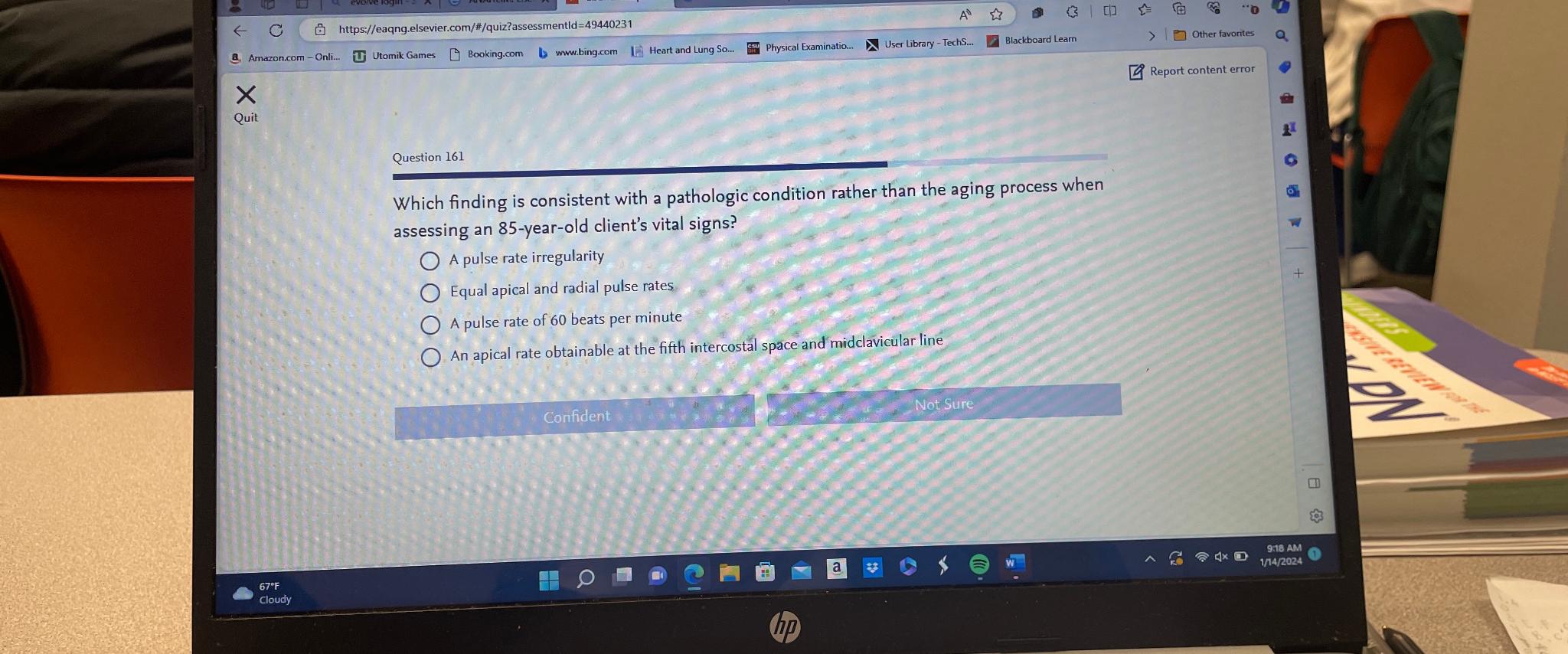 Solved Question 161Which finding is consistent with a | Chegg.com