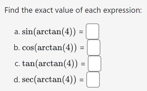 Solved Find the exact value of each | Chegg.com