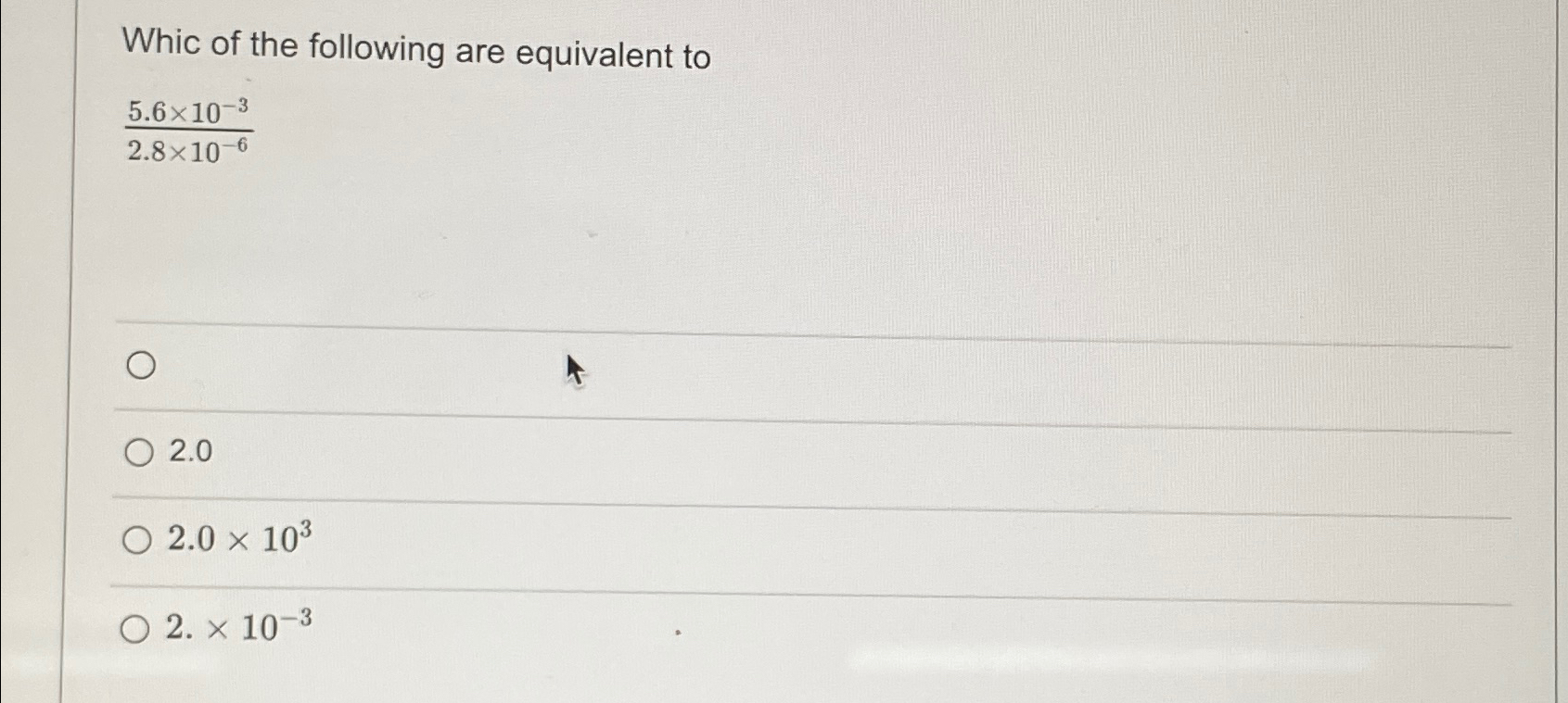 Solved Whic of the following are equivalent | Chegg.com